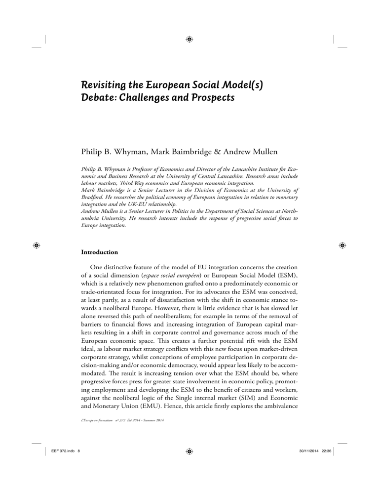 European Social Model Debate: Challenges & Prospects