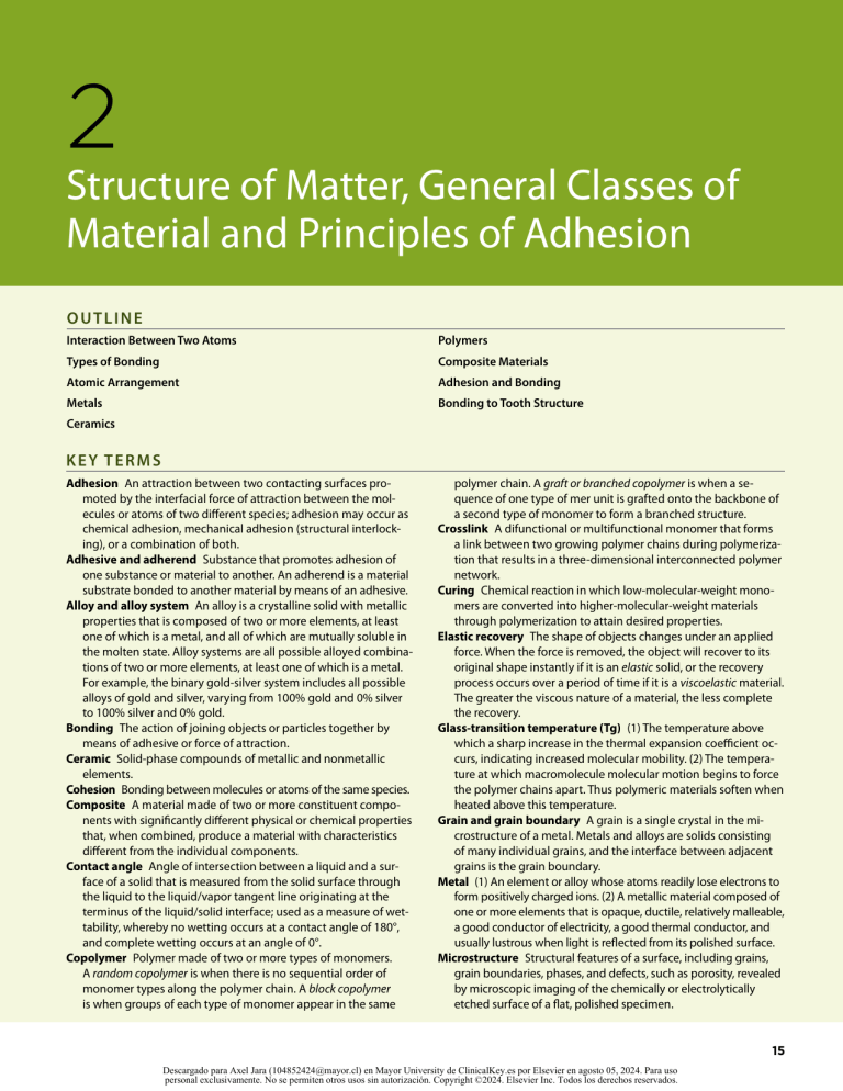 Materials Science: Structure, Bonding, and Adhesion