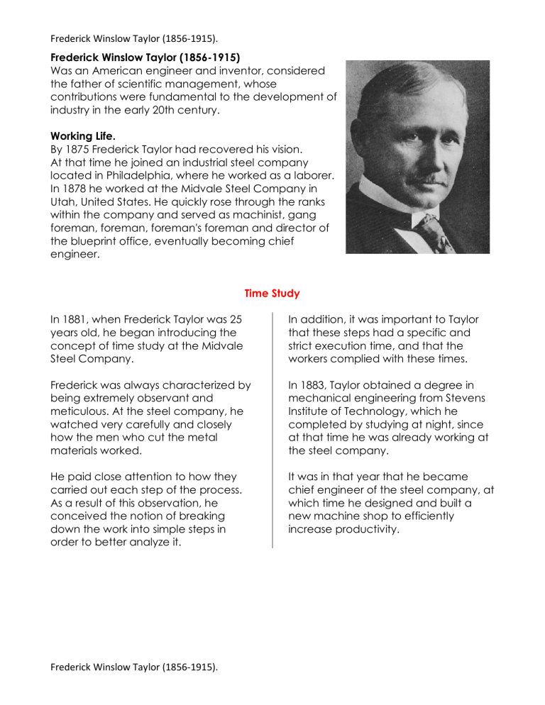 Frederick Winslow Taylor: Scientific Management Pioneer