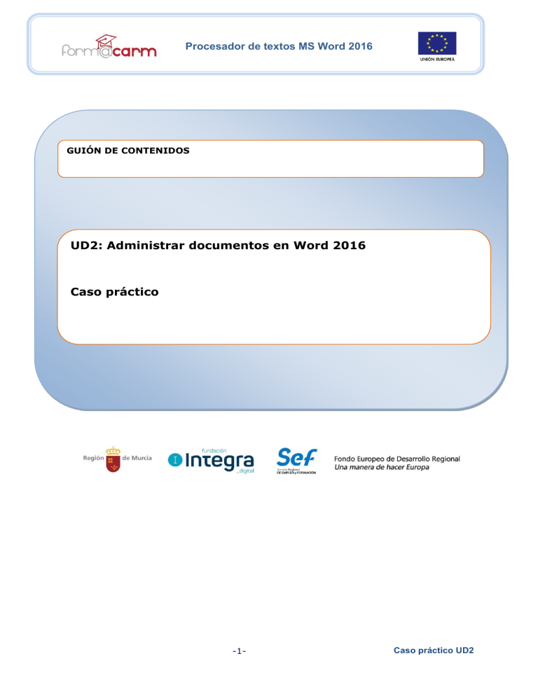 Caso Práctico Word 2016: Administrar Documentos