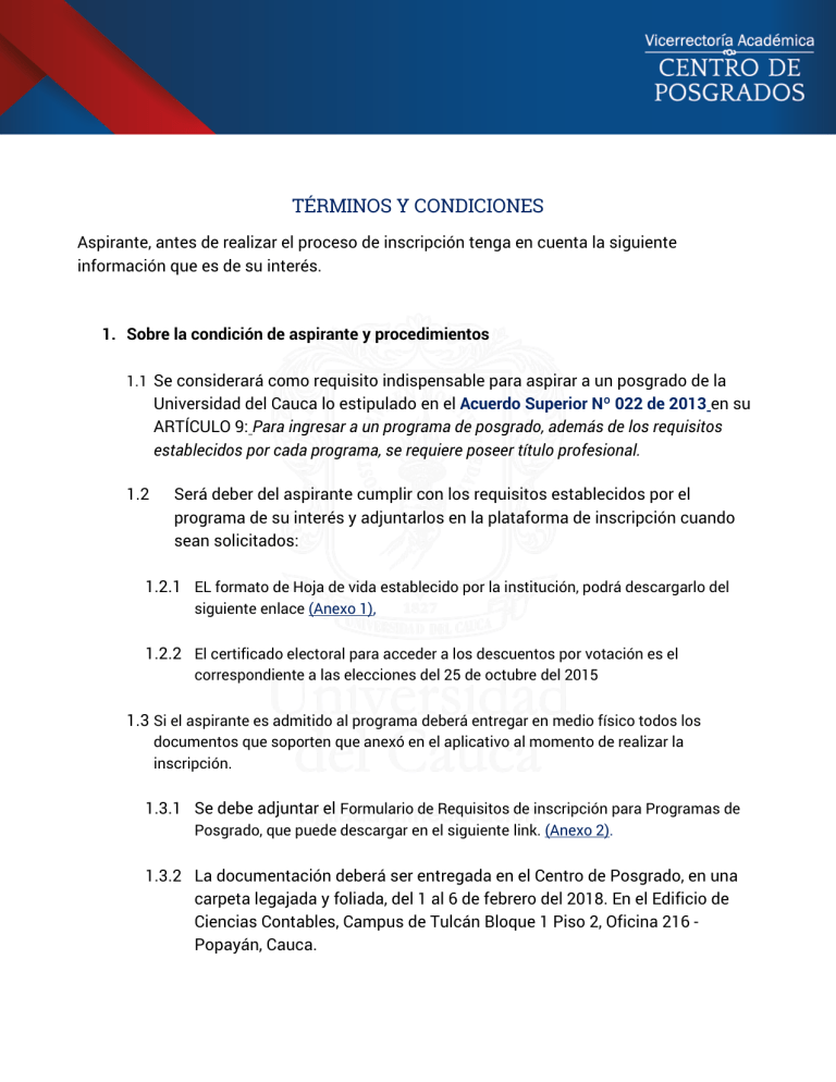 Términos y condiciones