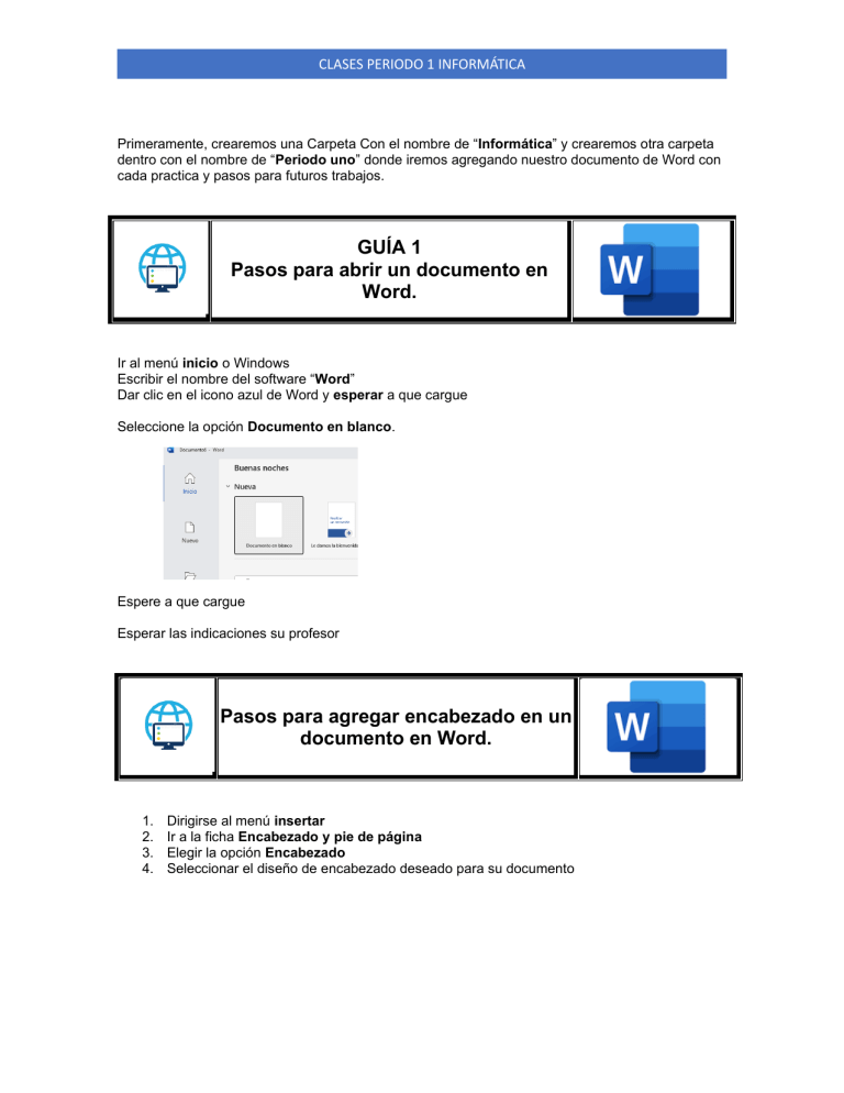 Guía de Informática: Primer Período - Word