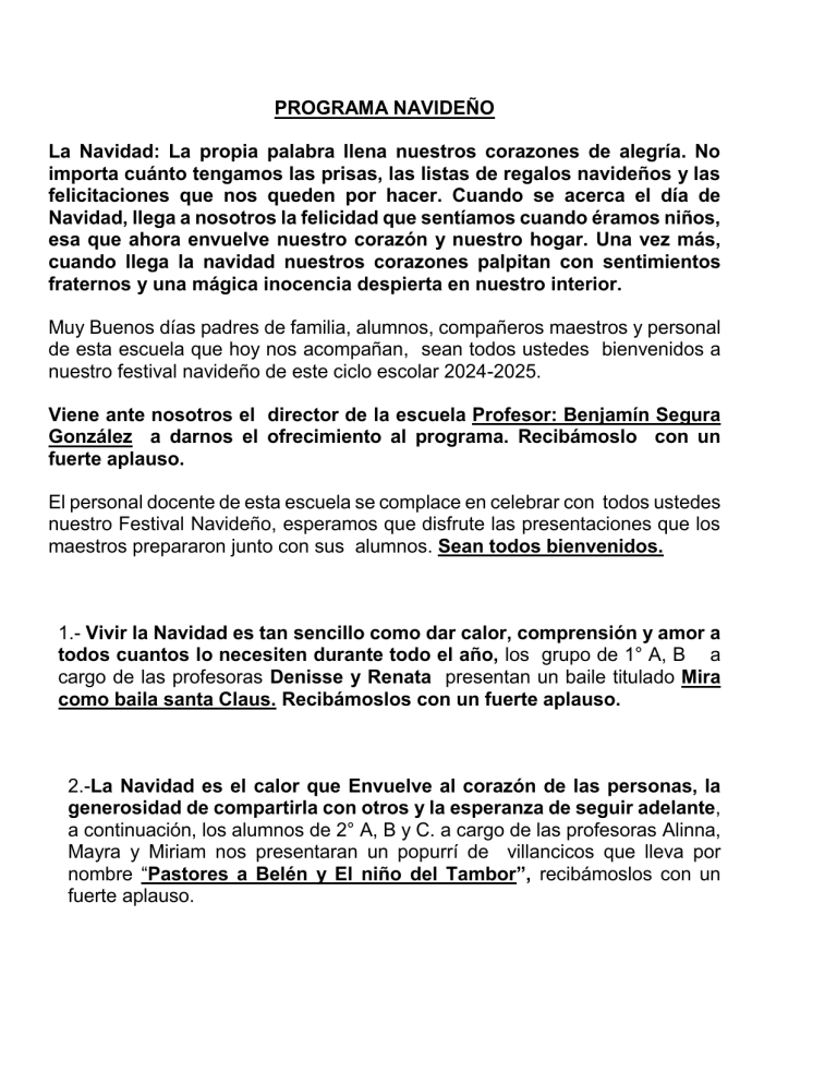 School Christmas Program 2024-2025