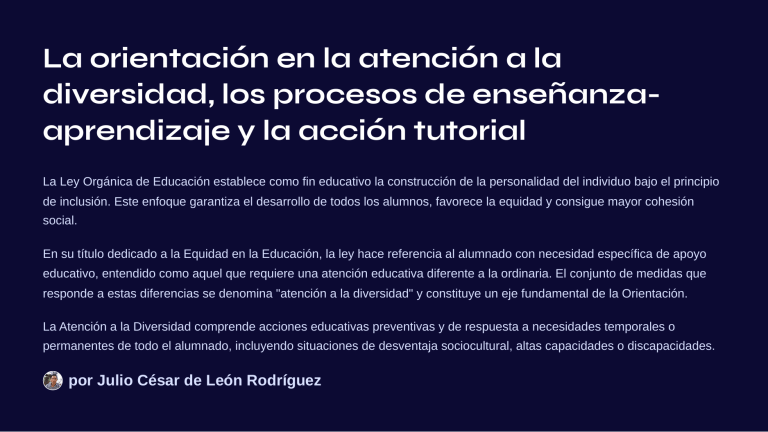Orientación Educativa: Diversidad, Aprendizaje y Acción Tutorial