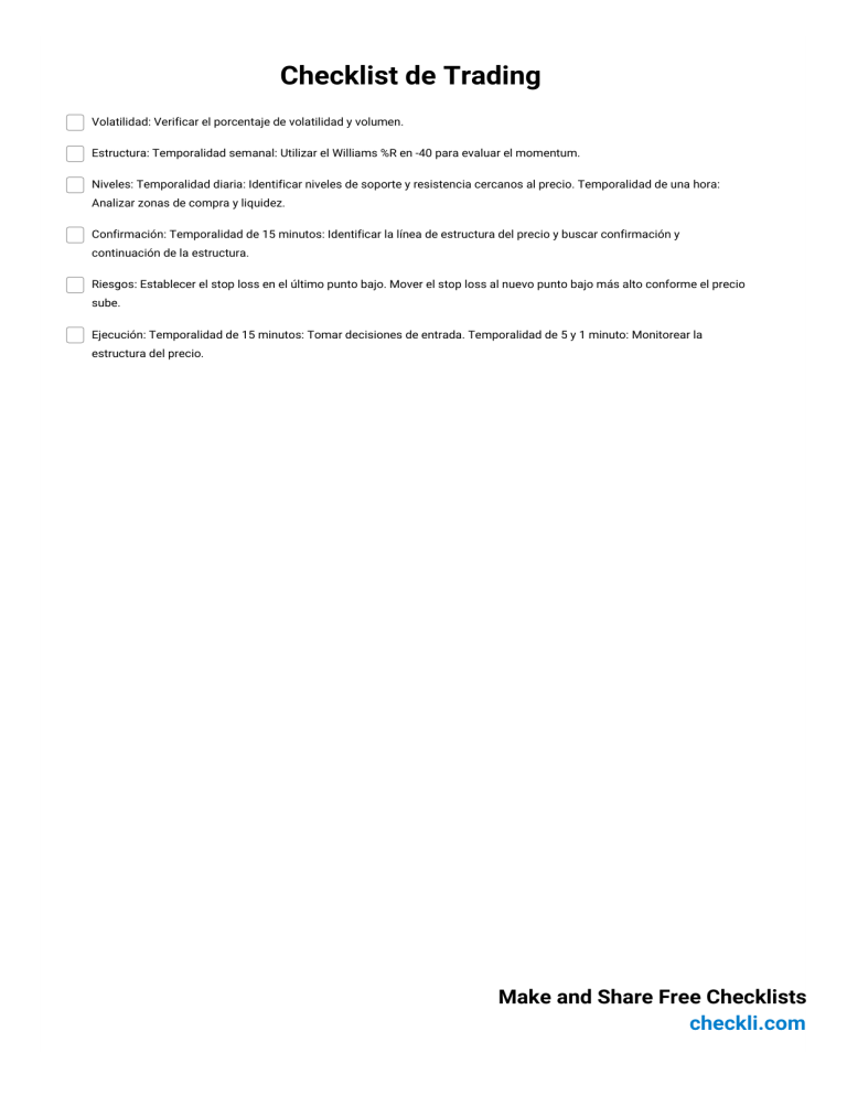 Checklist de Trading: Guía para Análisis de Mercado