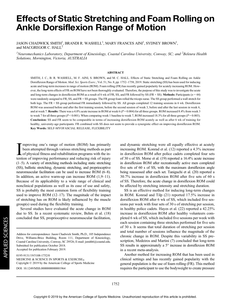 Static Stretching & Foam Rolling: Ankle Dorsiflexion ROM
