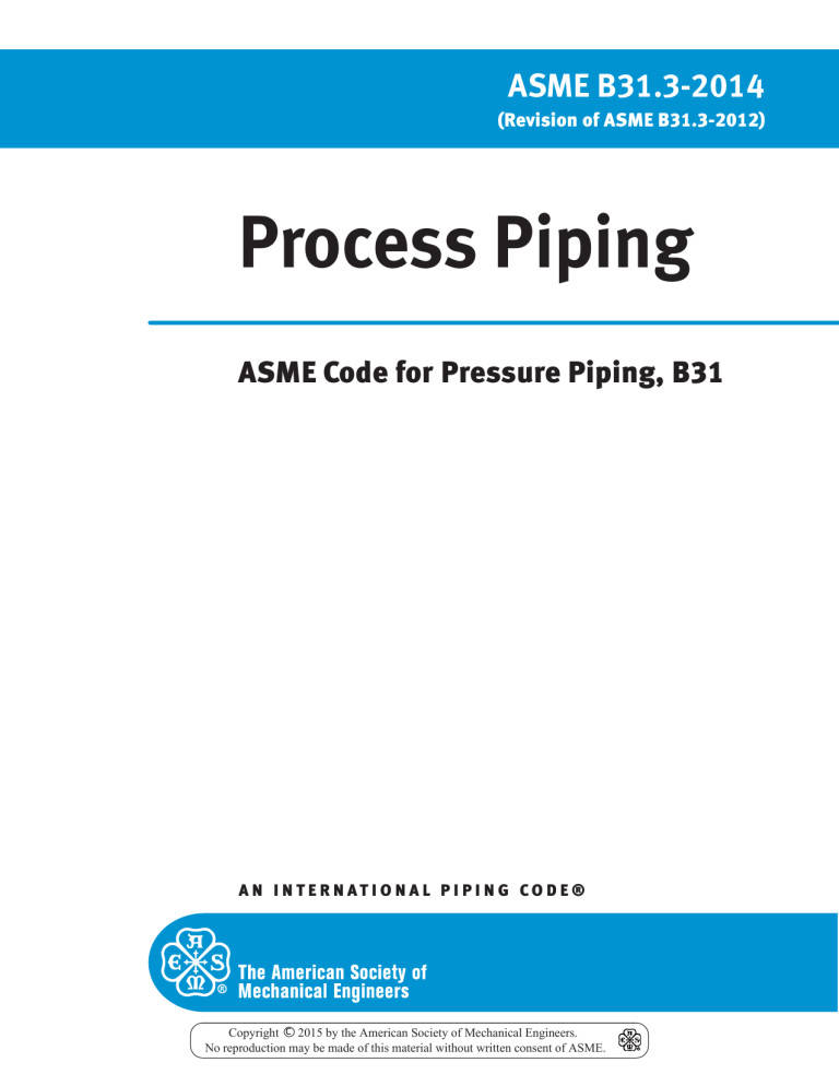 ASME B31.3-2014 Process Piping Code