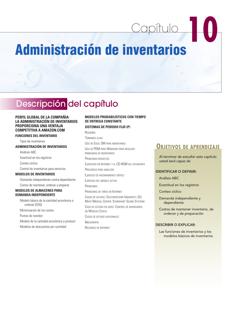 Administración de Inventarios: Capítulo de Libro de Texto