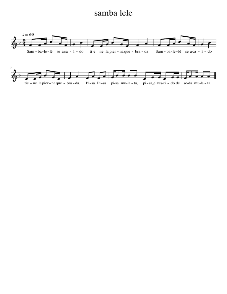 samba lele con letra