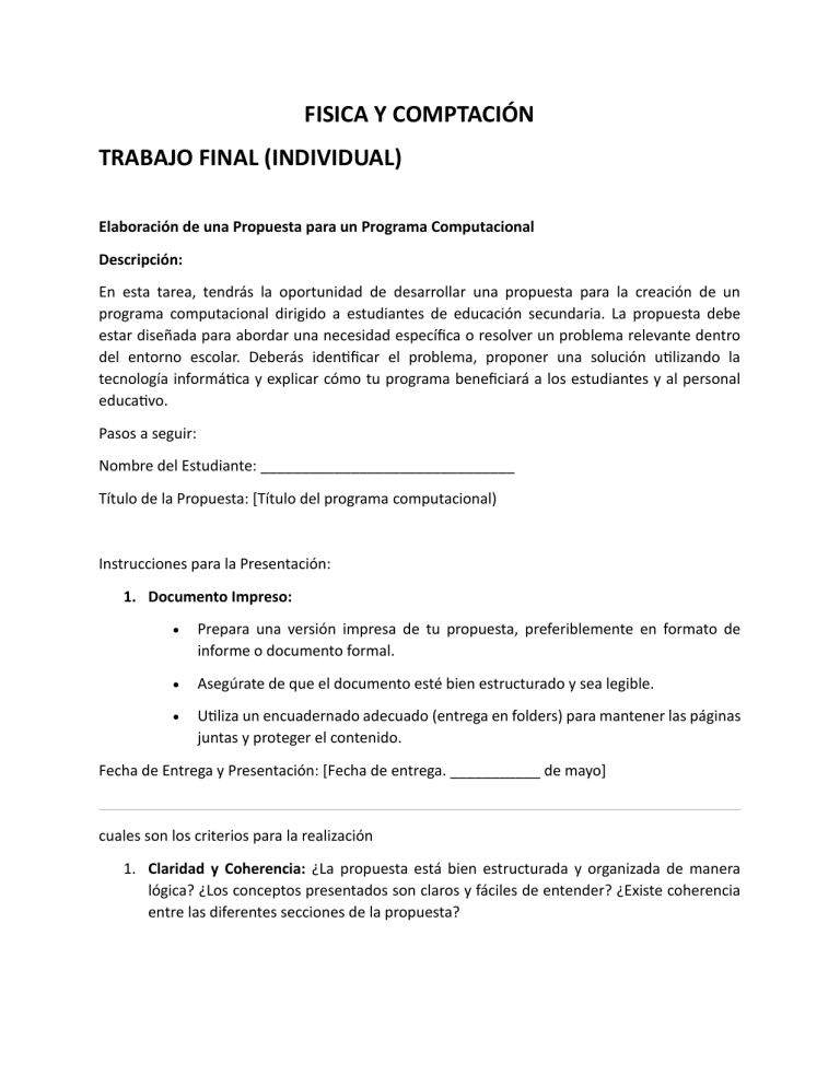 Propuesta Programa Computacional para Secundaria