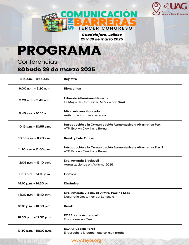 Programa de Conferencias CAA y Autismo - Guadalajara 2025