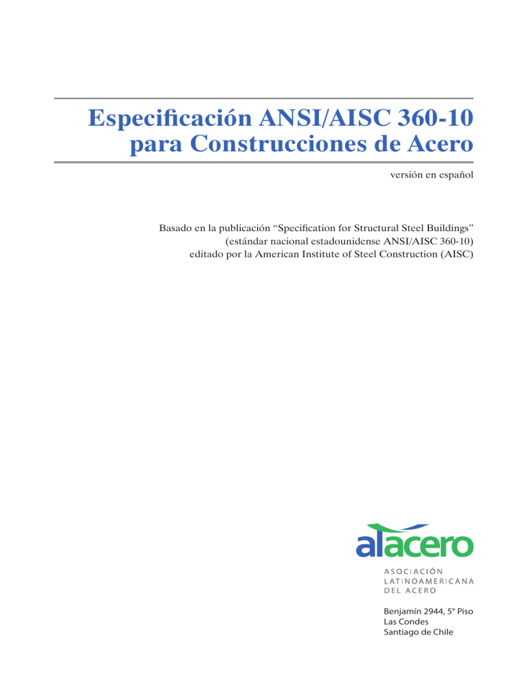 Especificación ANSI/AISC 360-10 Acero Estructural