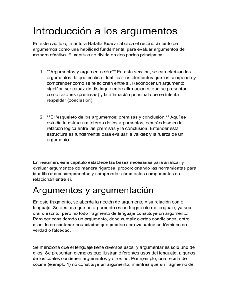 Introducción a los Argumentos: Premisas y Conclusiones