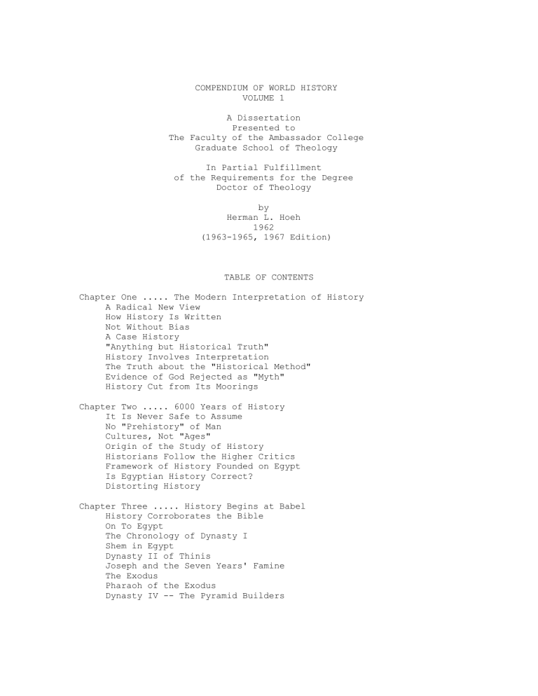 Compendium of World History: A Theological Dissertation