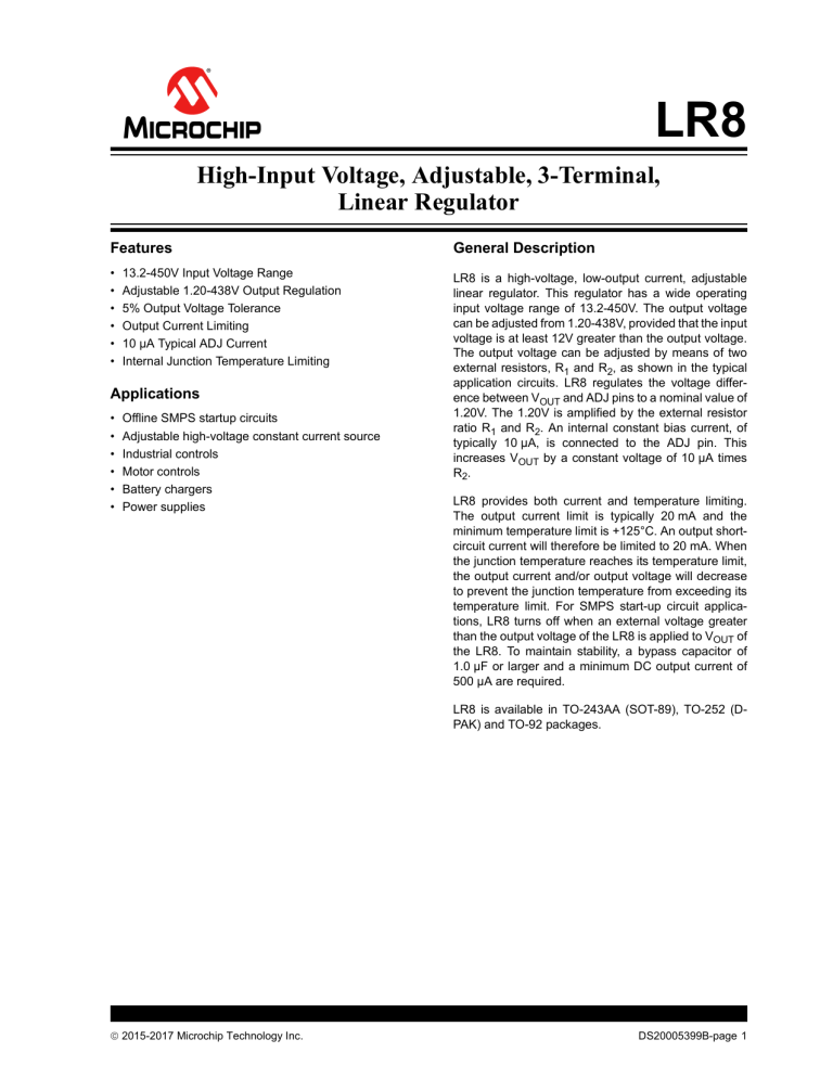 LR8: High-Voltage Adjustable Linear Regulator Datasheet